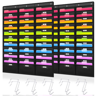 2 Pack Heavy Duty Storage Pocket Chart Wall Folder Organizer with 60 ...