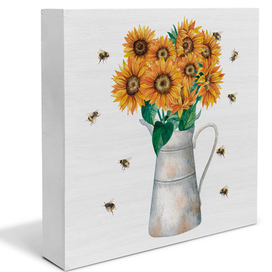 Country Sunflower Wood Box Sign Decor Desk Sign Sunflowers in the Vase ...