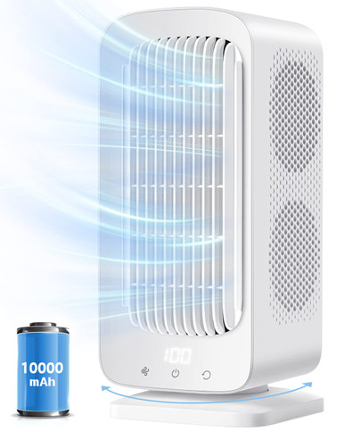 SWEETFULL Desk Fan,10000mAh Battery Operated Tower Fan Portable Fan ...