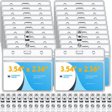 150 Sets Clip on Name Tag Clear Name Badge with Clip Waterproof PVC ID ...