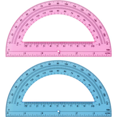 2 Pieces Plastic Protractors Back to School Math Protractors, 180 ...