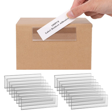 100-Pack Shelf Tag Label Holders Adhesive 4" x 1" Clear Plastic Wire ...