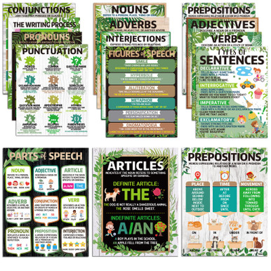 14 PCS Greenery Parts of Speech Posters for Classroom Decorations ...