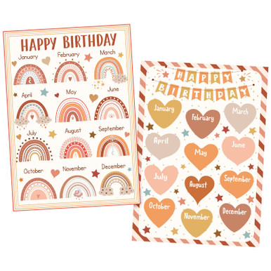 2 Pack Birthday Poster Chart for Classroom Happy Birthday Decoration ...
