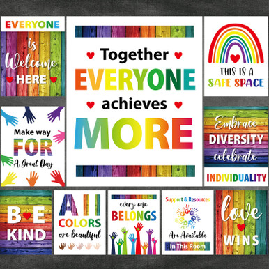 Sabary 10 Pieces Diversity Posters for Classroom Everyone Is Welcome ...