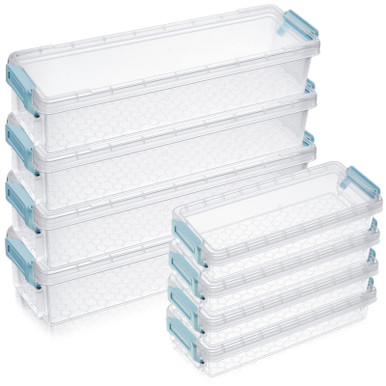 8 Pcs Long Plastic Stackable Box Extra Large Capacity Pencil Box Clear ...