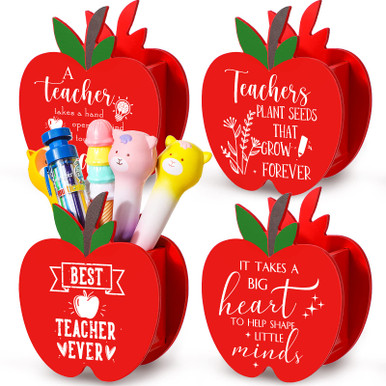 Shape of Apple Wooden Pencil Holder Pencil Cup Marker Organizer Wood ...