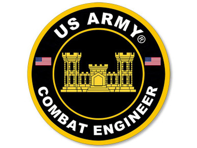 Round Black U.S Army Combat Engineer Sticker (Corps Castle Decal, Vinyl ...