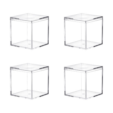 Dayaanee Clear Acrylic Box Plastic Square Cube, 4 Pack Small Plastic ...