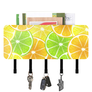 Citrus Slices Lemon Orange Key Holder for Wall Key Hanger with 5 Key ...