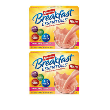 Carnation Breakfast Essentials Powder Drink Mix, Strawberry Sensation ...