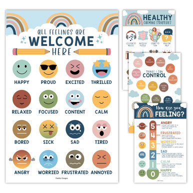 Hadley Designs 4 Boho Feelings Chart For Kids Learning Posters For ...