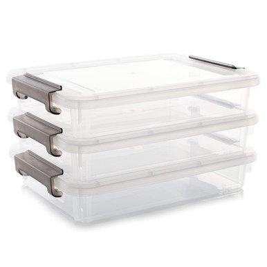 Citylife 3 PCS Plastic Storage Bins with Latching Lids Portable Project ...