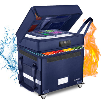 ELOBOON Fireproof Waterproof Document Box with Lock, 2-Layer ...