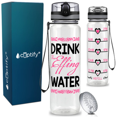 Effing Water on 32 oz 1 Liter Motivational Tracking Drink More Water ...