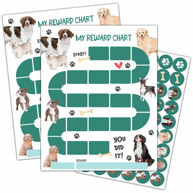 Dog Theme Reward Chart, 20 Kids Behavior Charts with 432 Round Stickers ...