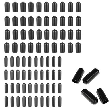 200pcs Round Rubber End Caps 0.12'',0.24'' (3mm,6mm) Black PVC Rubber ...