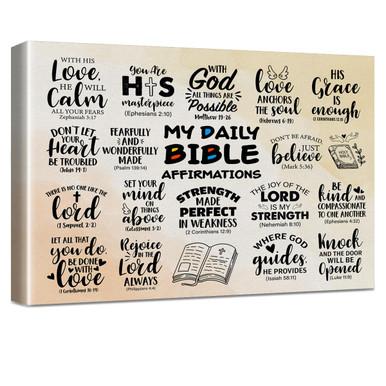Christian Bible Verse Affirmations Canvas Poster My Daily Bible ...