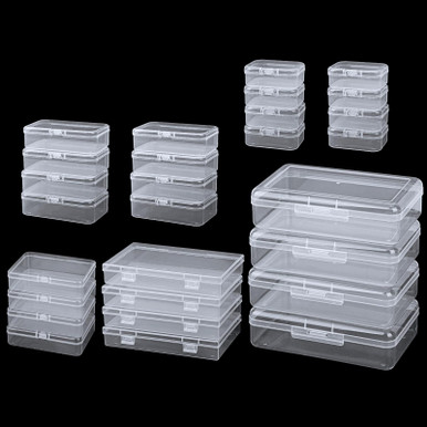 QUEFE 28 Pack Mixed Sizes Small Plastic Organizer Storage Box ...