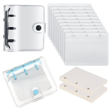 2 Pcs Mini Clear 3 Ring Binder Covers, Transparent PVC Planner Binder ...