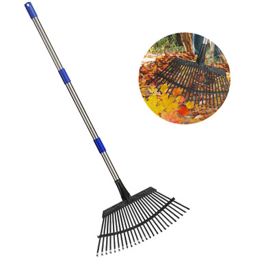 Garden Leaf Rake, Shrub Rake for Leaves Long Handle Heavy Duty, 18 ...