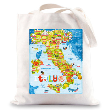LEVLO Italy Country Map Tote Bag Italy Travel Souvenir Gift Italy ...