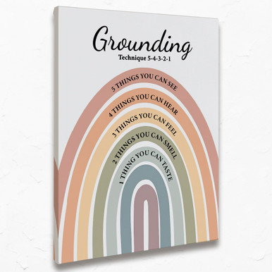 Grounding Technique Mental Health Canvas Wall Art Prints,Boho Rainbow ...