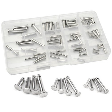 XLX 60PCS M3 / M4 / M5 12 Species Stainless Clevis Pin Flat Head Pin ...