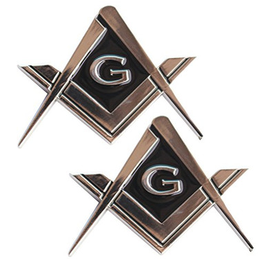 2 Pack 2.75" Chrome Plated Masonic Car Emblem Mason Square and ...