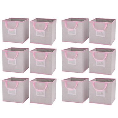 Delta Children 12 Piece Foldable Storage Cubes/Bins, Infinity Pink ...