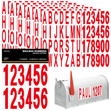 Mailbox Numbers for Outside, H2MTOOL 12 Sheets 3 inch 0-9 A-Z Vinyl ...