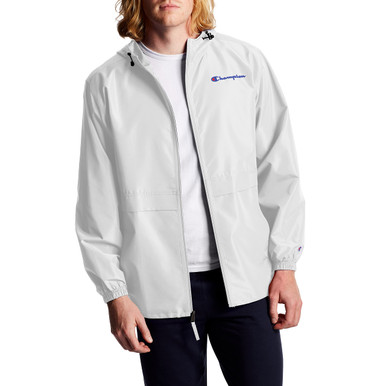 Champion mens Stadium Full Zip Jacket, Left Chest Script Jacket, White ...