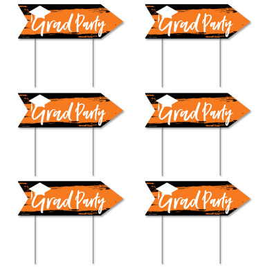 Big Dot of Happiness Arrow Orange Graduation Party Direction Signs ...