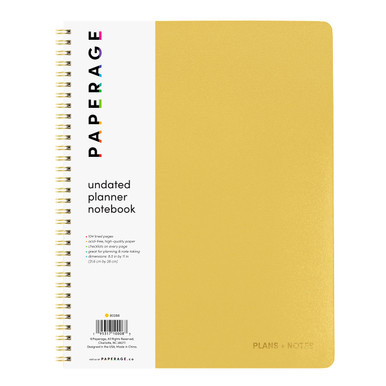 PAPERAGE Undated Planner, Spiral Bound Soft Cover Notebook, Yellow, 8.5 ...