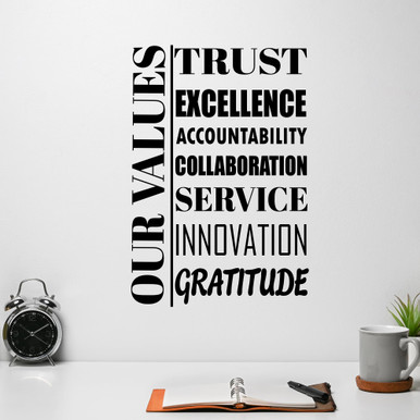 Vinyl Wall Decal Our Values Office Space Room Words Saying Lettering ...