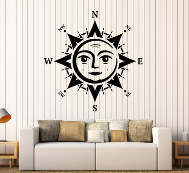 Vinyl Wall Decal Sun Windrose Nautical Art Marine Stickers Mural Large ...