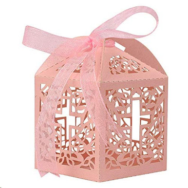 Lucky Monet 25/50/100PCS Cross Laser Cut Candy Gift Boxes Baptism Favor ...
