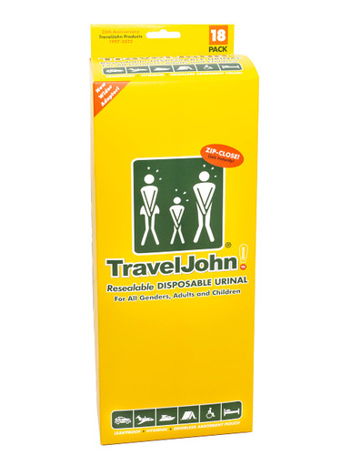 TravelJohn Resealable Disposable Urinal (TJ1N-C) - 18 Pack for All ...