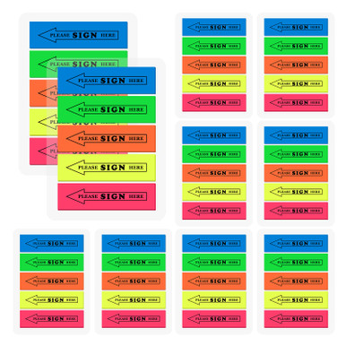 PAFUWEI Sign Here Tabs,1000 Pages Sign Here Sticky Tabs Assorted Color ...