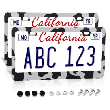 GVZUFIT Cow Print License Plate Frame?Cow License Plate Frames?License ...