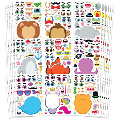 36 PCS Make-a-face Sticker Sheets Large Make Your Own Mix and Match ...