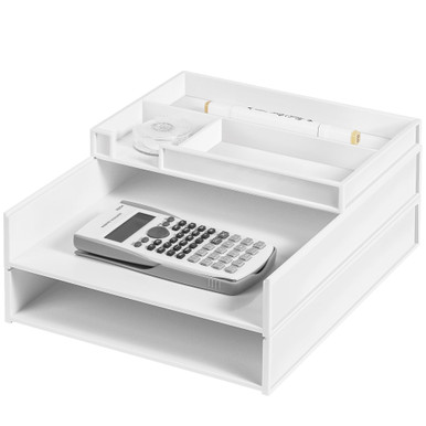 Eufrozy 3 Tier Stackable Letter Tray Paper Organizer, White Desk Paper ...