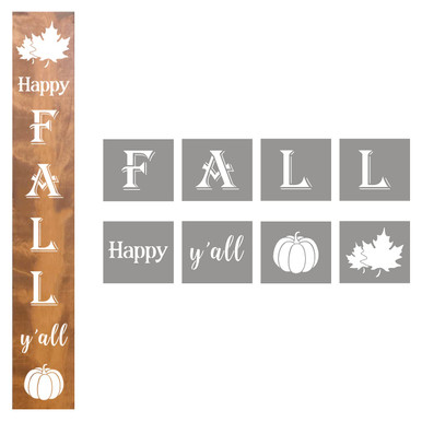 Large Happy Fall Y'all Stencil - 8 Pack Vertical Happy Fall Y'all Sign ...