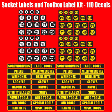 Socket Labels and Tool Box Labels Combo Decal kit. Organize Your Tools ...