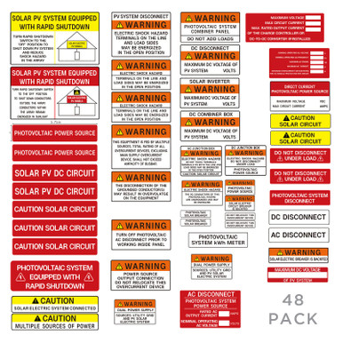 48 Pack PV Solar System Install Label Kit, Joyfulmap Photovoltaic ...
