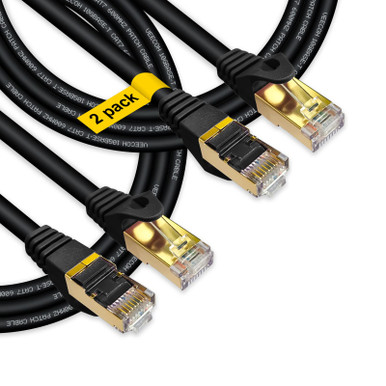 VEECOH Cat 7 Ethernet Cable 25Ft/8M 2 Pack High Speed 10Gbps Gigabit ...