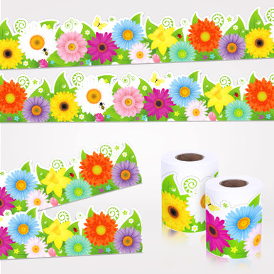 67.9Ft Sun Flower Bulletin Board Borders Sticker Spring Bulletin Board ...