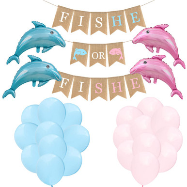 Gender Reveal Party Decorations, FiSHE or FisHE Fish Theme Banner, Fish ...