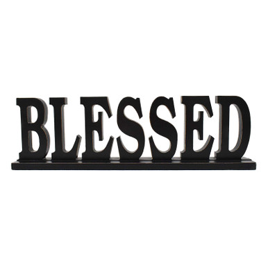 Linfevisi Black Wood Blessed Sign Standing Block Letters Sign Rustic ...