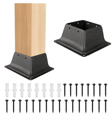 SPACEEUP 4x4 Post Base Black Square Brackets 2PCS Internal Size 3.5 x 3 ...